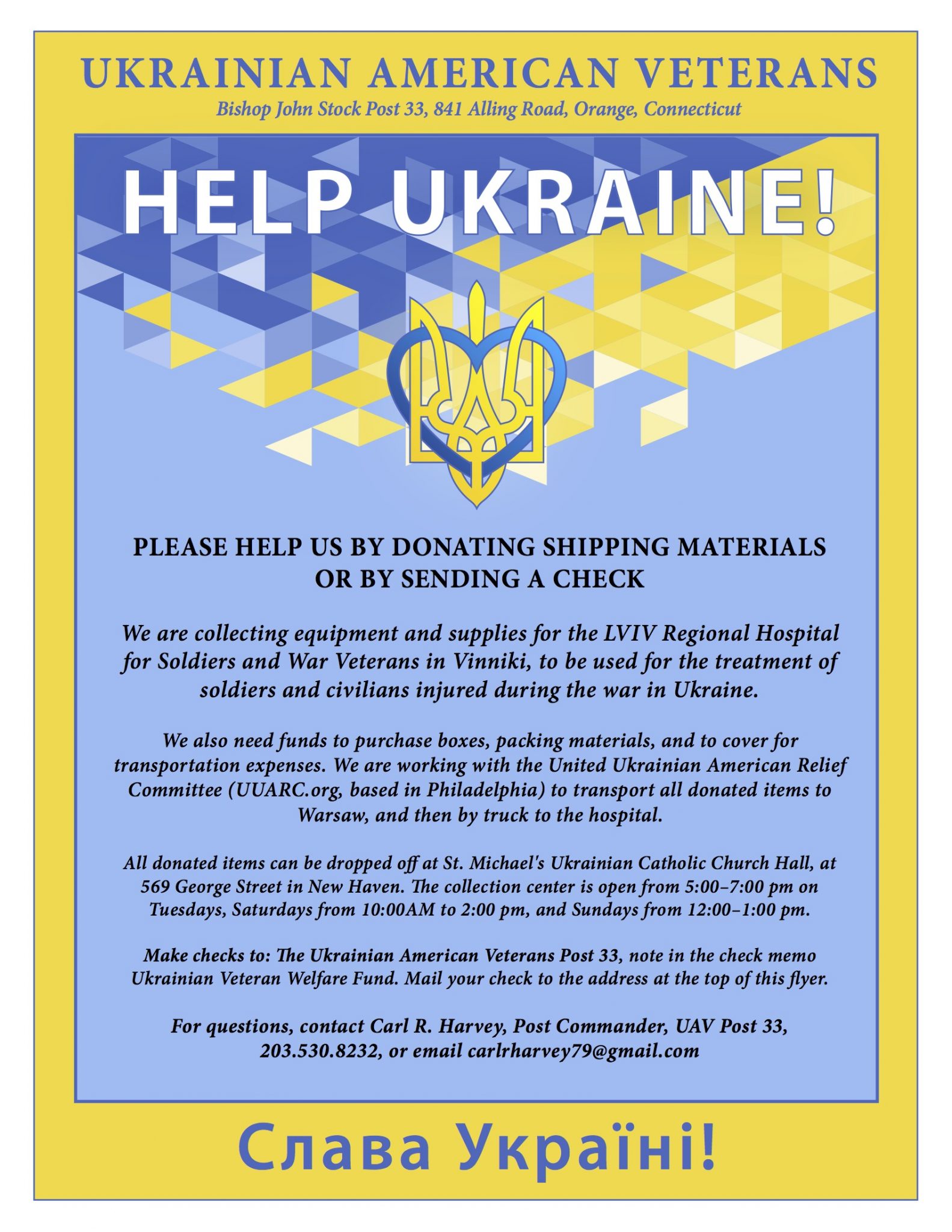 Ukrainian American Veterans Help Ukraine - St. Michael the Archangel ...