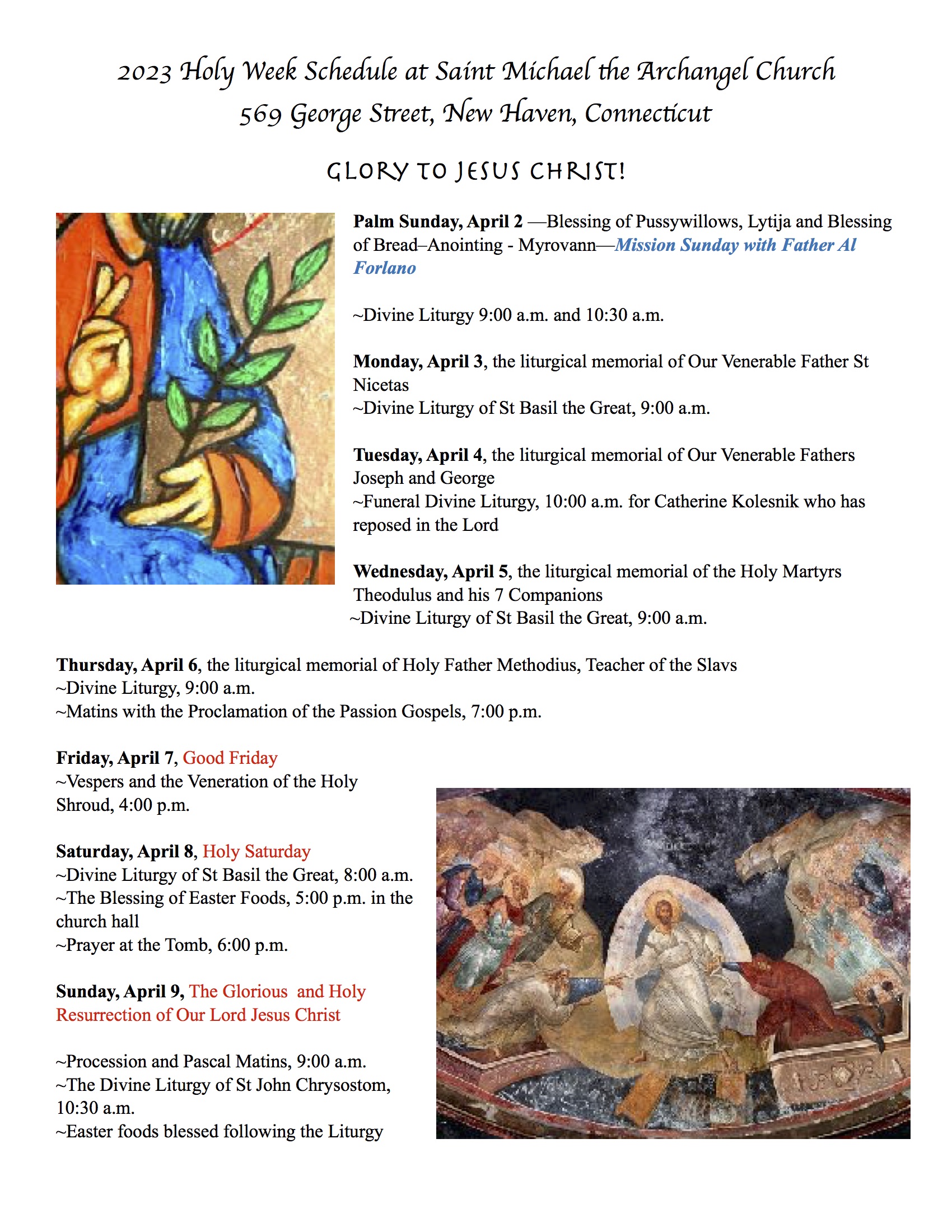 Holy Week 2023 - St. Michael the Archangel Ukrainian Catholic Church